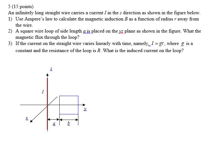 Solved 5 (15 ﻿points)An infinitely long straight wire | Chegg.com