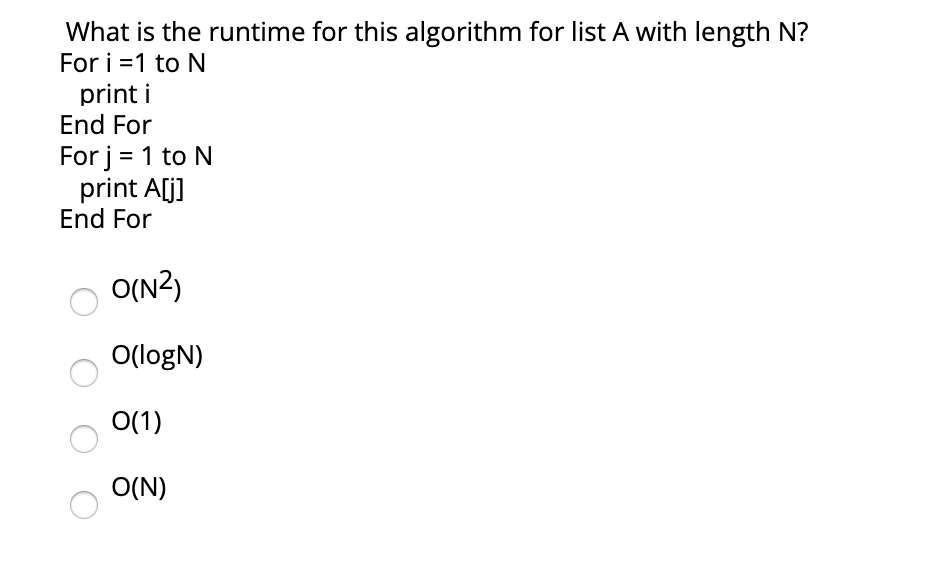 Solved What is the runtime for this algorithm for list A | Chegg.com
