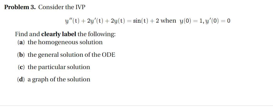 Solved Problem 3. Consider the IVP | Chegg.com