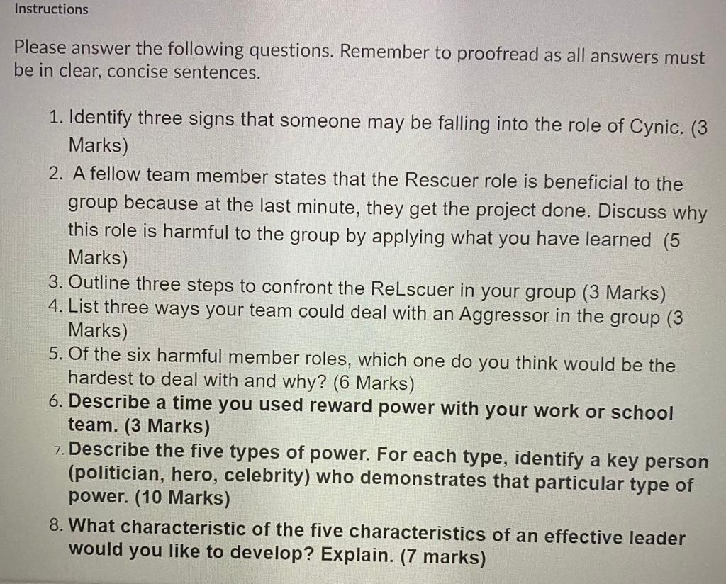 Solved Instructions Please answer the following questions. | Chegg.com