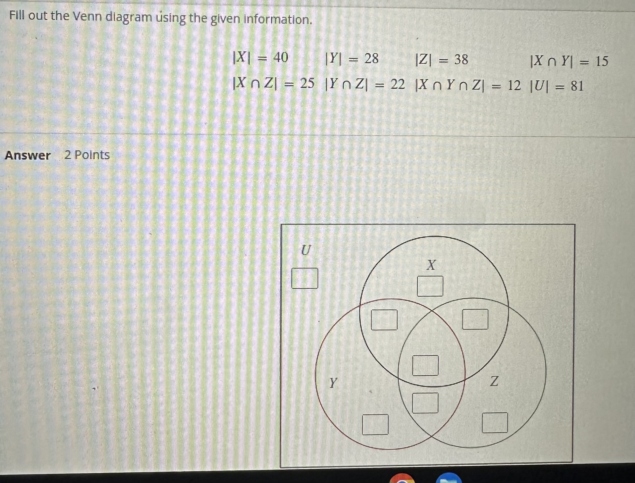 Solved Fill out the Venn dlagram using the given | Chegg.com