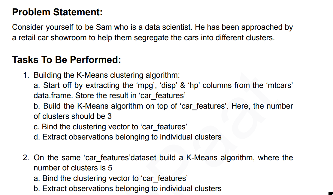 Solved Problem Statement: Consider yourself to be Sam who is | Chegg.com