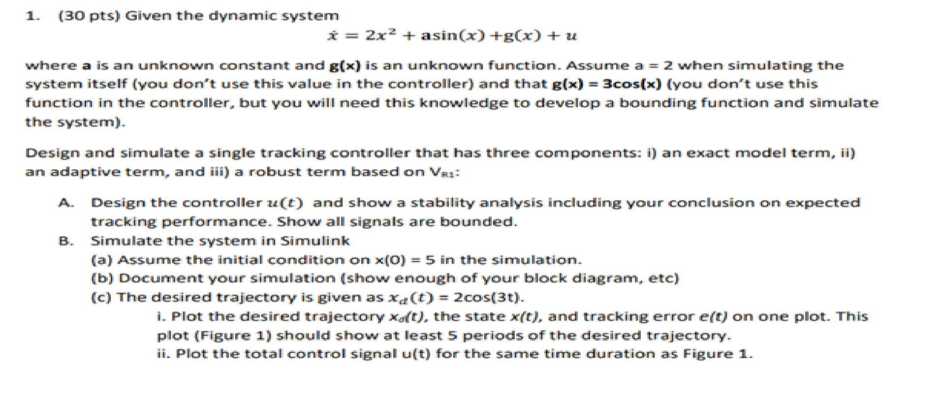 Solved (30 ﻿pts) ﻿Given the dynamic | Chegg.com