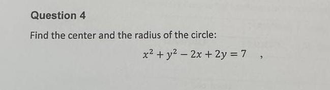 Solved Find the center and the radius of the circle: \\[ | Chegg.com