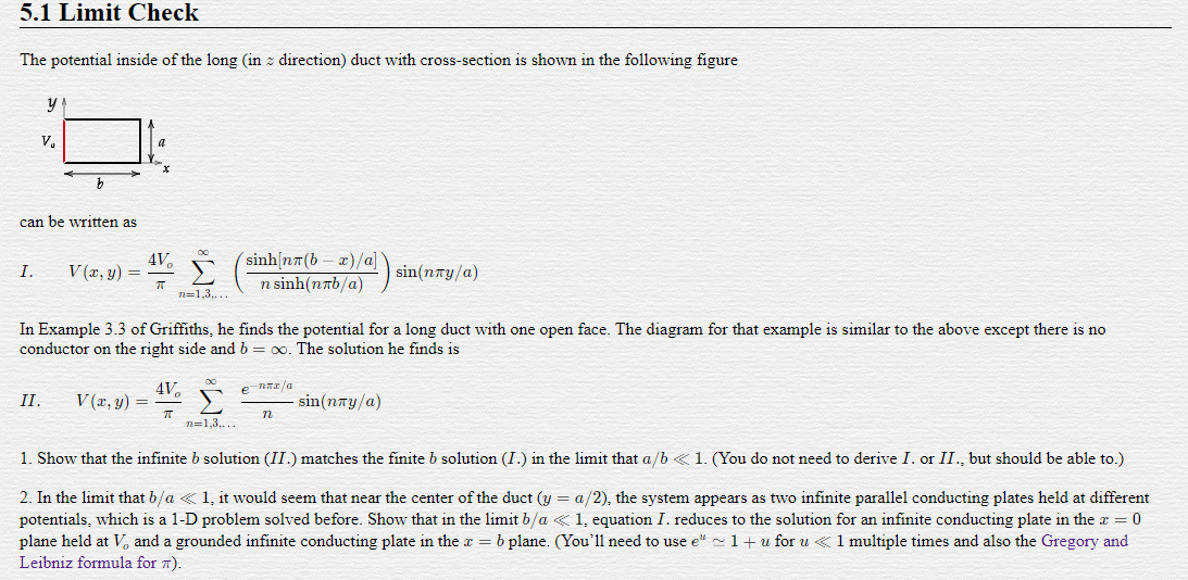 Solved 5.1 Limit Check The potential inside of the long (in | Chegg.com