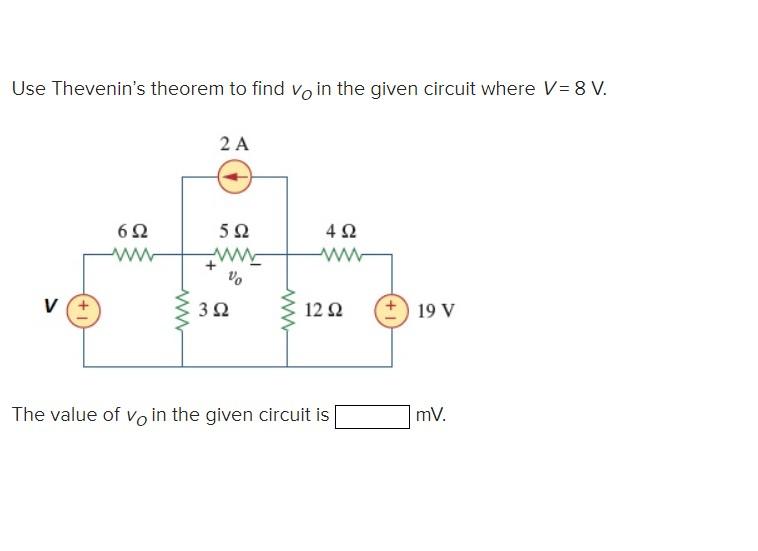 Solved Use Thevenin’s theorem to find vo in the | Chegg.com