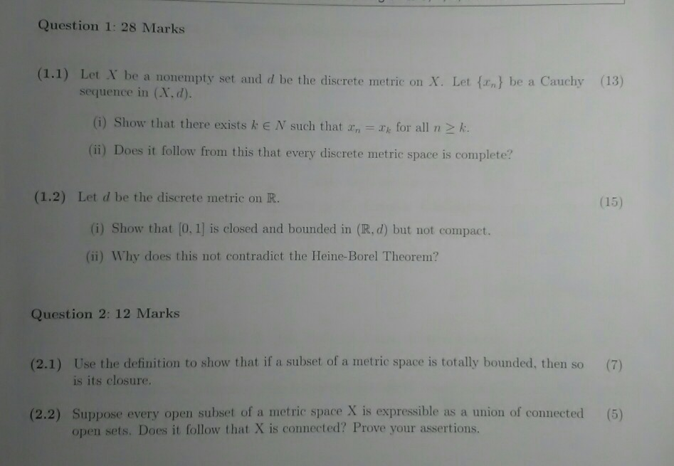 Solved Question 1: 28 Marks (1.1) Let V be a nonempty set | Chegg.com