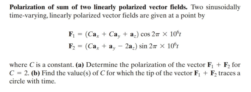 Solved Polarization of sum of two linearly polarized vector | Chegg.com