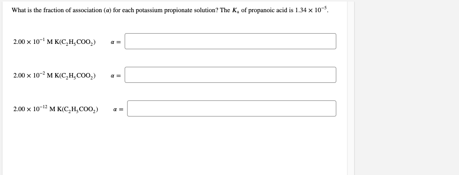 Solved What is the fraction of association (a) for each | Chegg.com