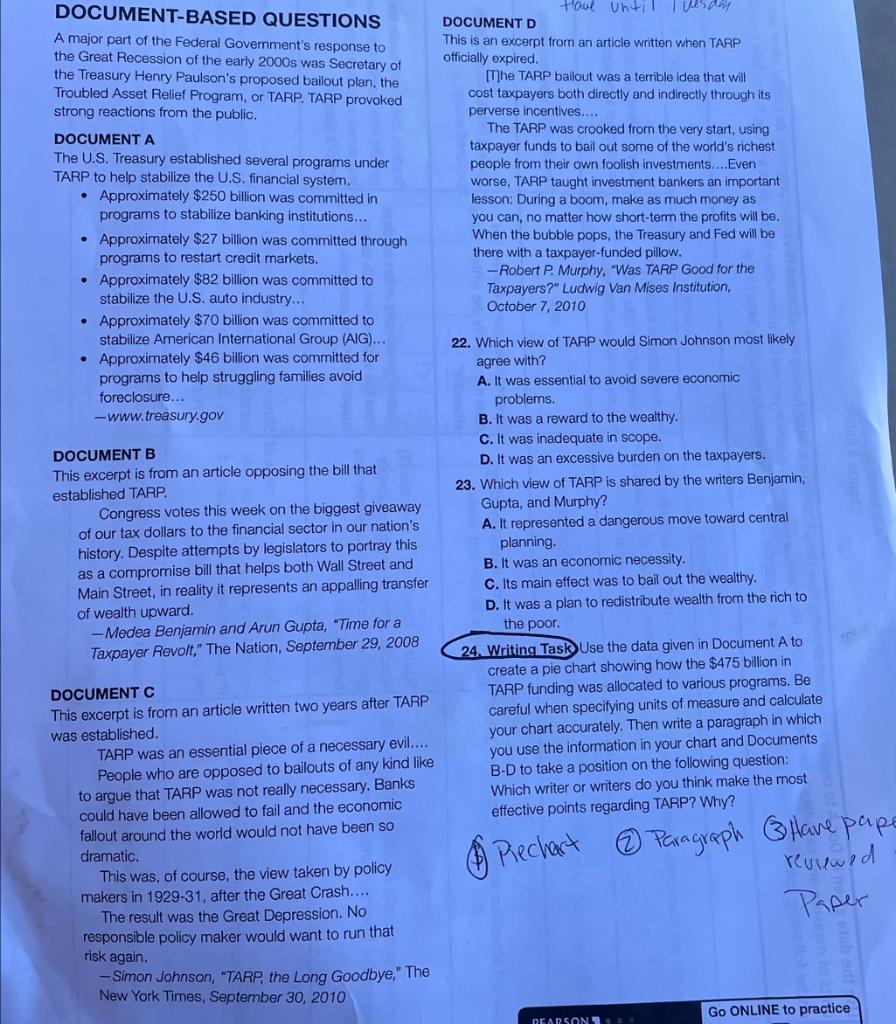 DOCUMENT-BASED QUESTIONS DOCUMENT D A major part of | Chegg.com