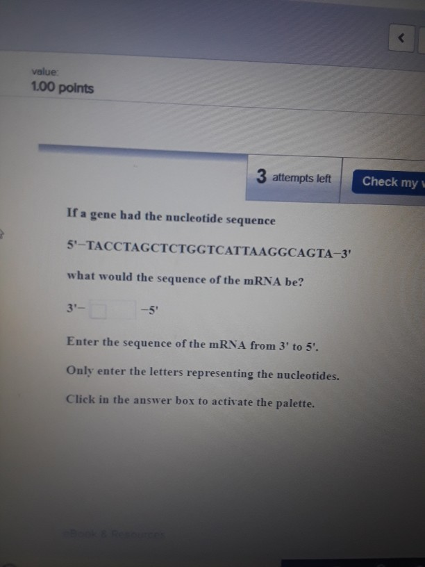 Solved value 1.00 points 3 attempts left Check my If a gene | Chegg.com