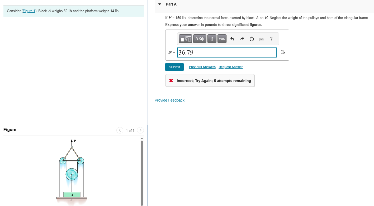 Solved Consider (Figure 1). Block A weighs 50lb and the | Chegg.com