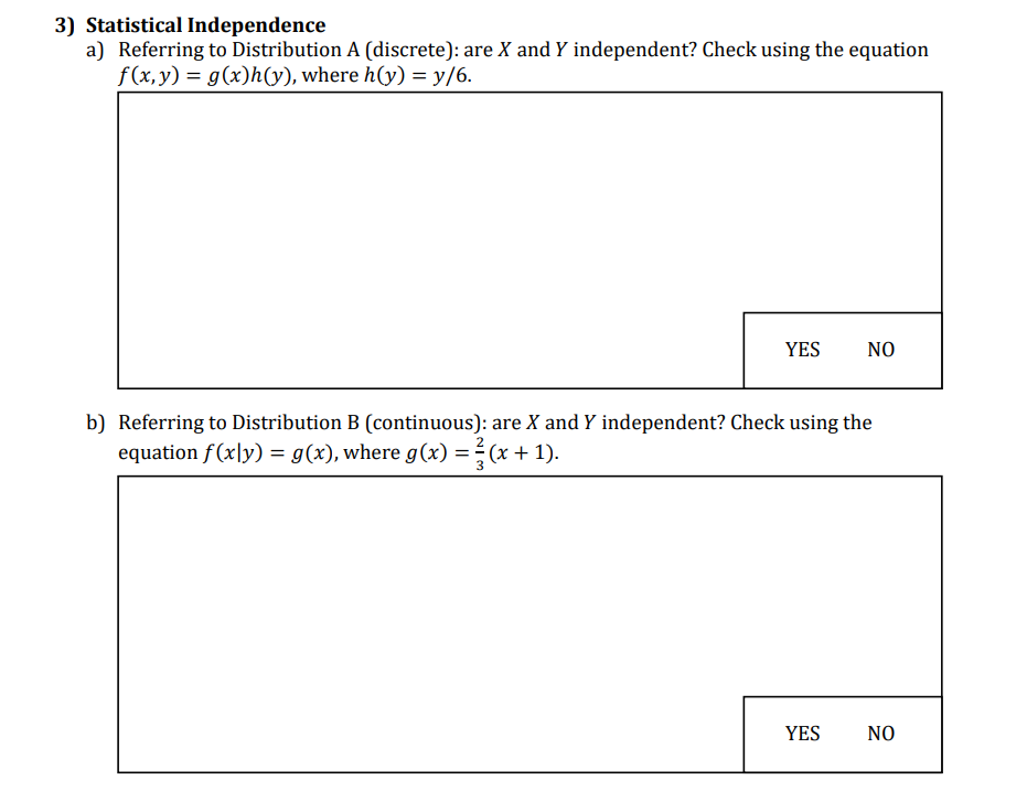 3) Statistical Independence a) Referring to | Chegg.com