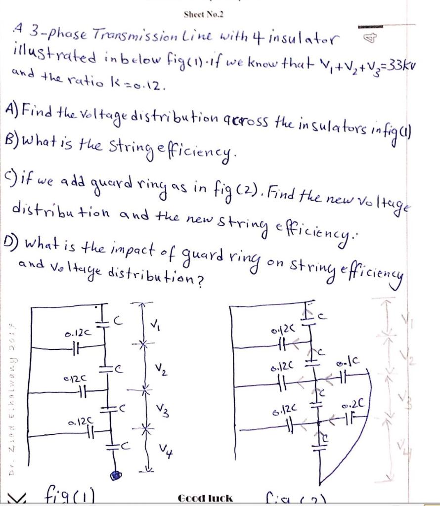 Solved Sheet No.2 -4 3-phase Transmission line with 4 | Chegg.com