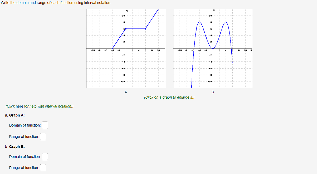Solved Write the domain and range of each function using | Chegg.com