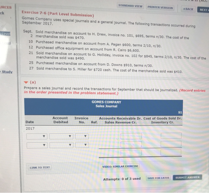 Solved STANDARD VIEW PRINTER VERSION BACK NEXT URCES rk | Chegg.com