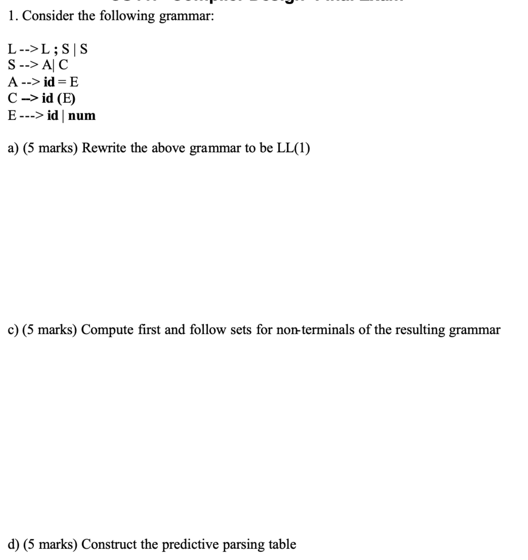 Solved Consider the following | Chegg.com
