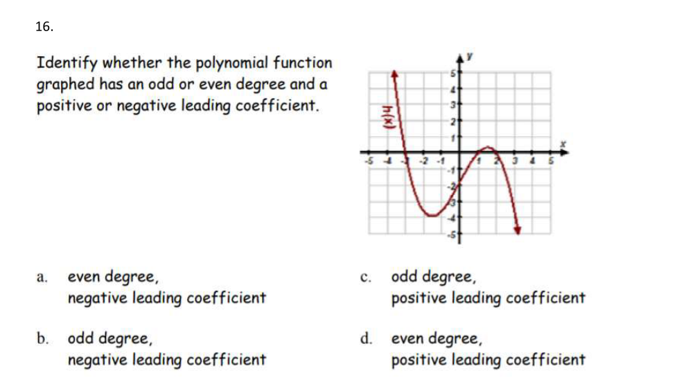Solved 16. Identify whether the polynomial function graphed | Chegg.com