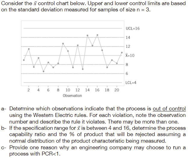 Solved Consider the xˉ control chart below. Upper and lower | Chegg.com