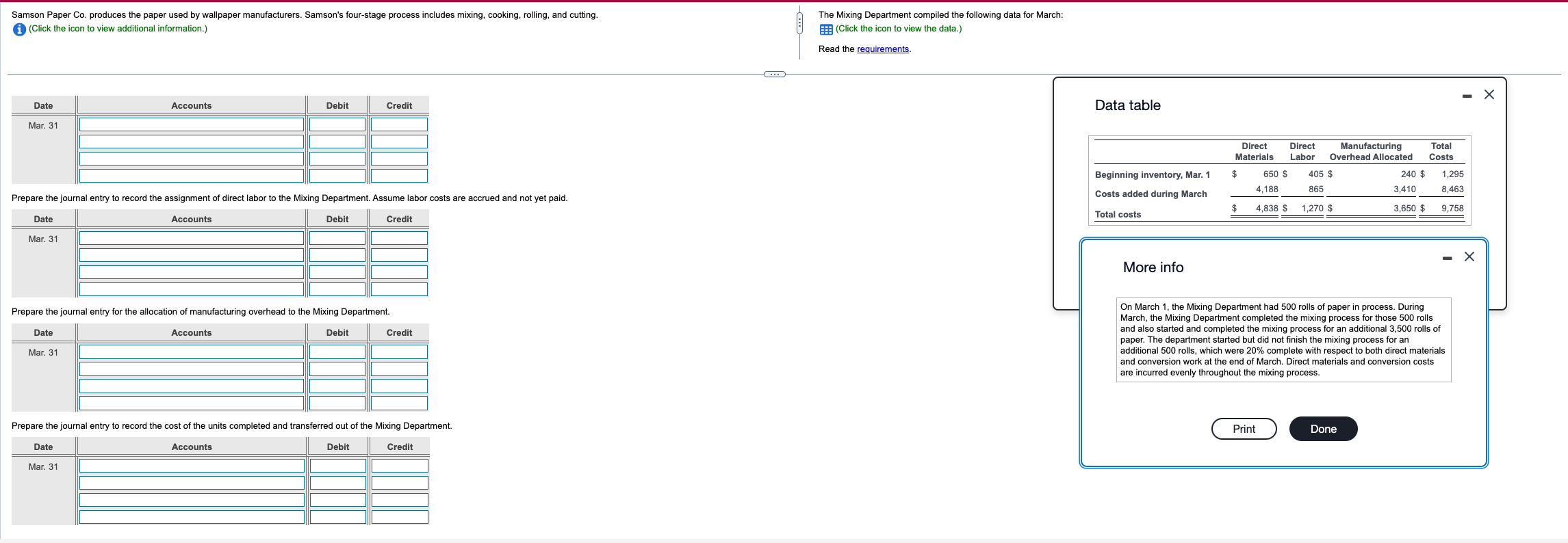 Solved Samson Paper Co. produces the paper used by wallpaper | Chegg.com