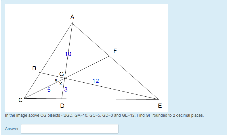 Solved 10 12 5/3 In the image above CG bisects | Chegg.com