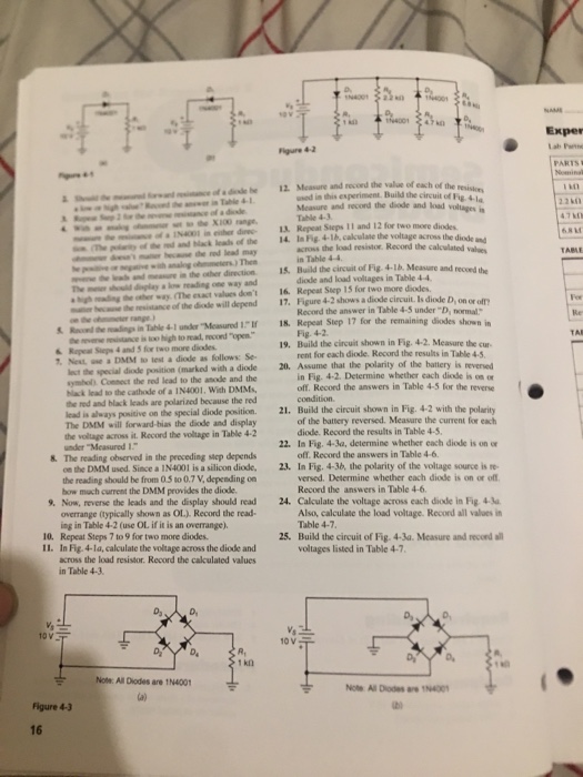 Solved Experiments manual Semiconductor Diodes Experiments | Chegg.com