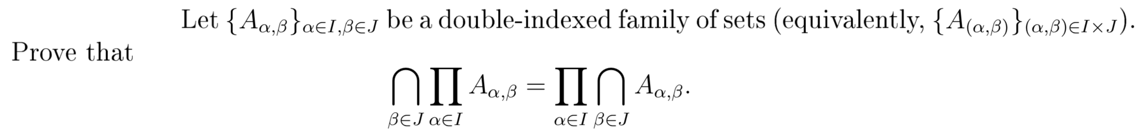 Solved Prove that Let {Aa,ß }ael,BEJ be a double-indexed | Chegg.com