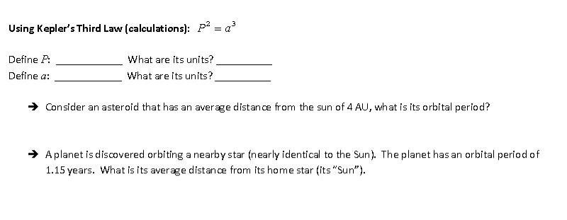 Solved Third Law (ealculations): Using Kepler's Third Law | Chegg.com