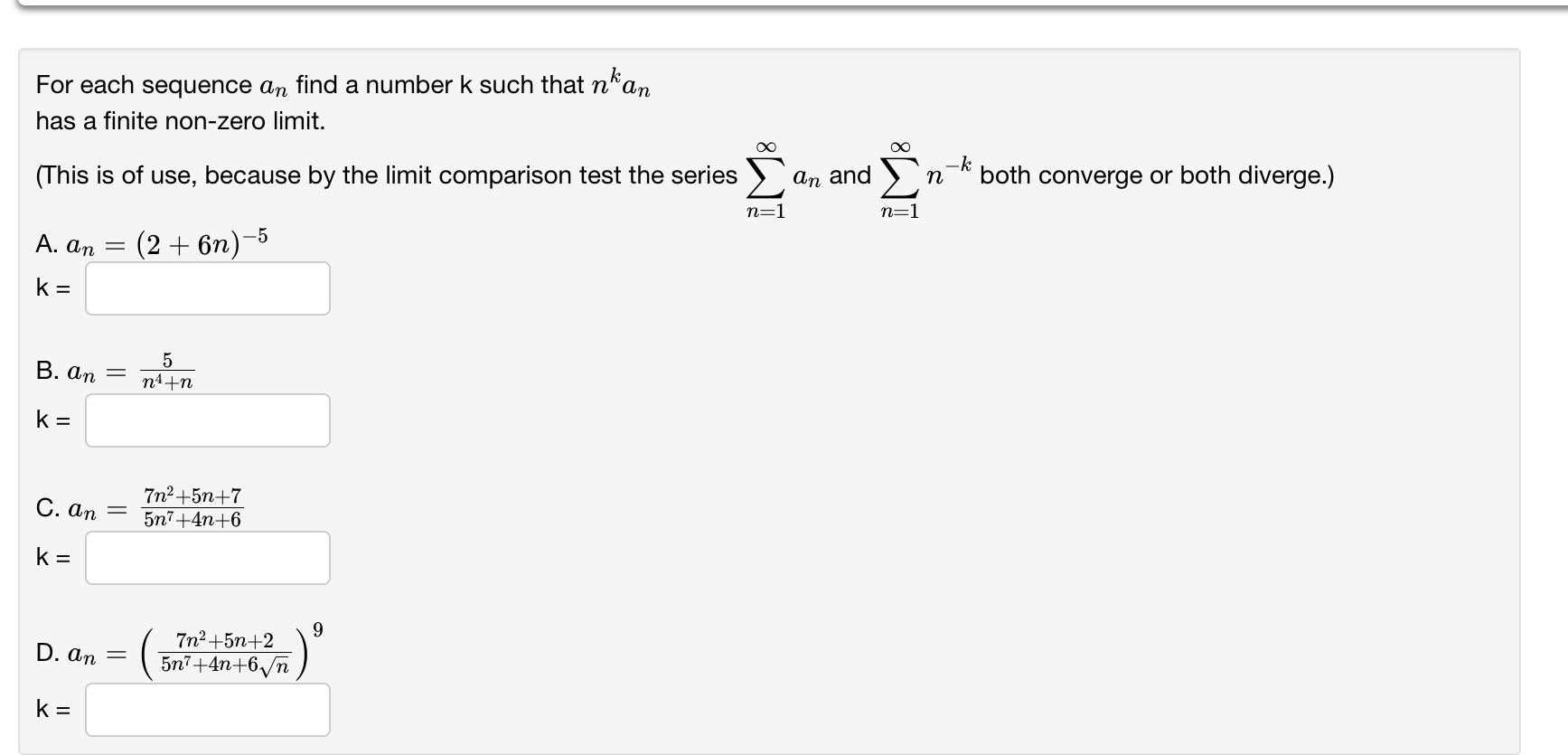 Solved For each sequence an ﻿find a number k ﻿such that | Chegg.com