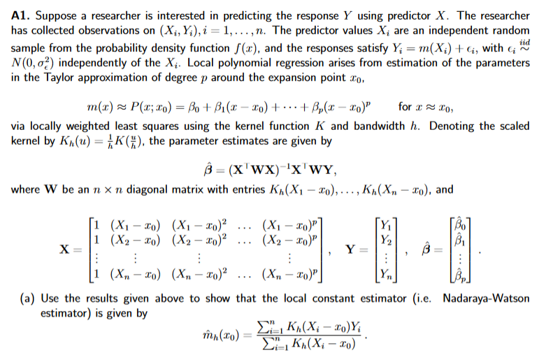 Solved A1. Suppose a researcher is interested in predicting | Chegg.com