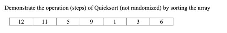 Solved Demonstrate the operation (steps) of Quicksort (not | Chegg.com Solved Demonstrate the operation (steps) of Quicksort (not | Chegg.com