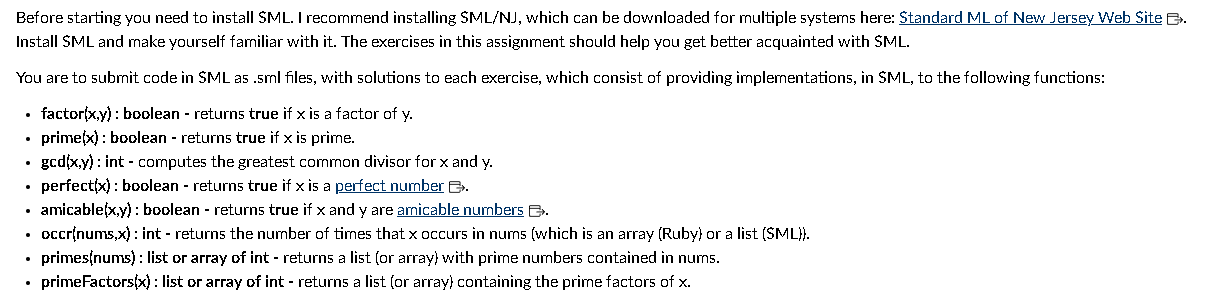 Solved Before starting you need to install SML. I recommend | Chegg.com