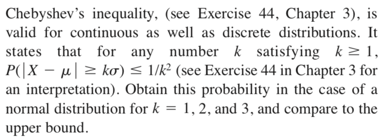 Solved Chebyshev's inequality, (see Exercise 44, Chapter 3), | Chegg.com