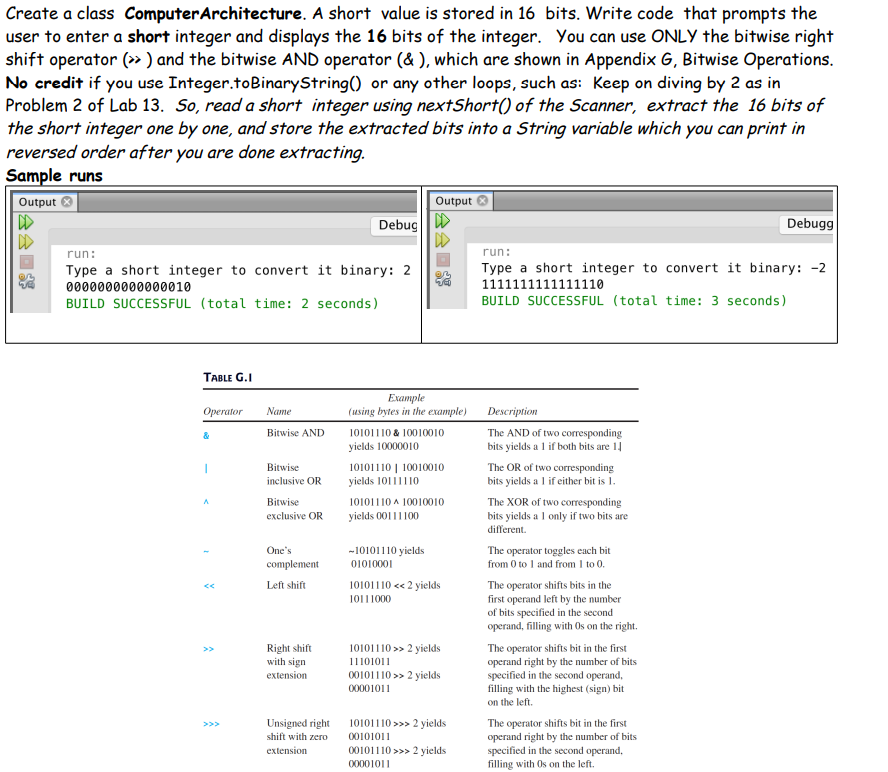 Solved Create A Class Computerarchitecture A Short Value Is 