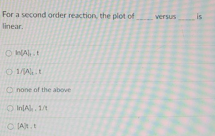 Solved For a second order reaction, the plot of linear. | Chegg.com