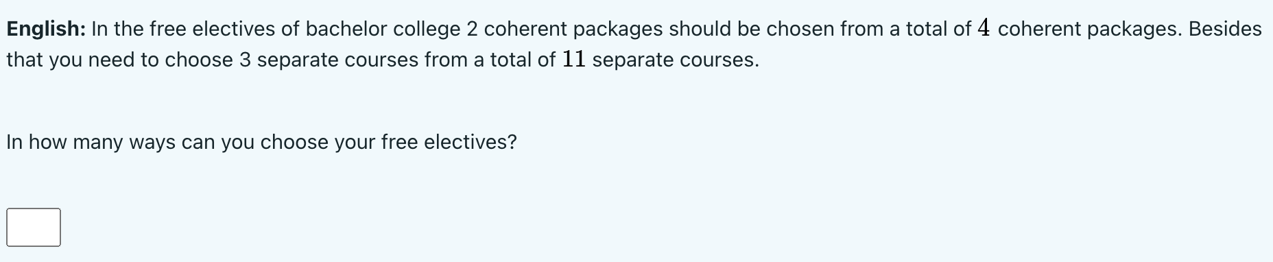 Solved English: In the free electives of bachelor college 2 | Chegg.com