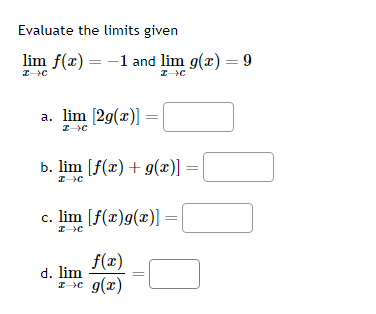 Solved Evaluate the limits givenlimx→cf(x)=-1 ﻿and | Chegg.com