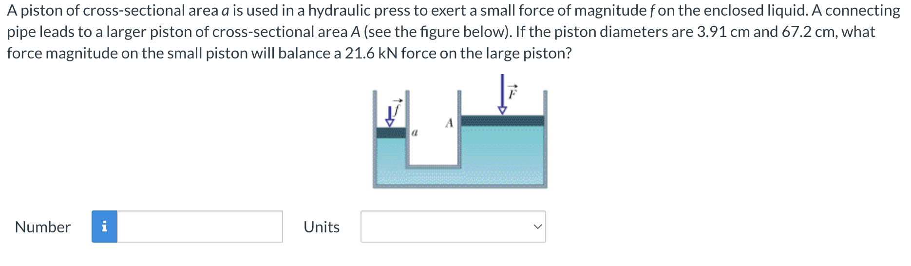 Solved A piston of cross-sectional area \( ﻿a \) ﻿is used in | Chegg.com