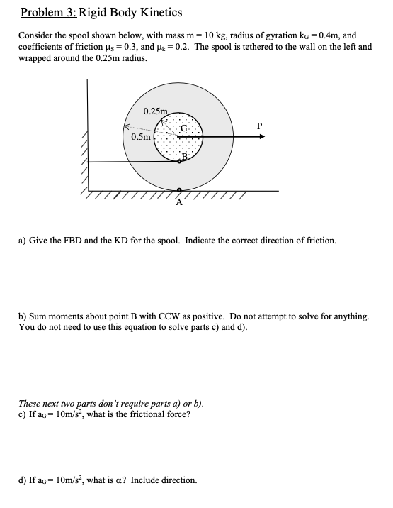Solved Problem 3: Rigid Body Kinetics Consider the spool | Chegg.com
