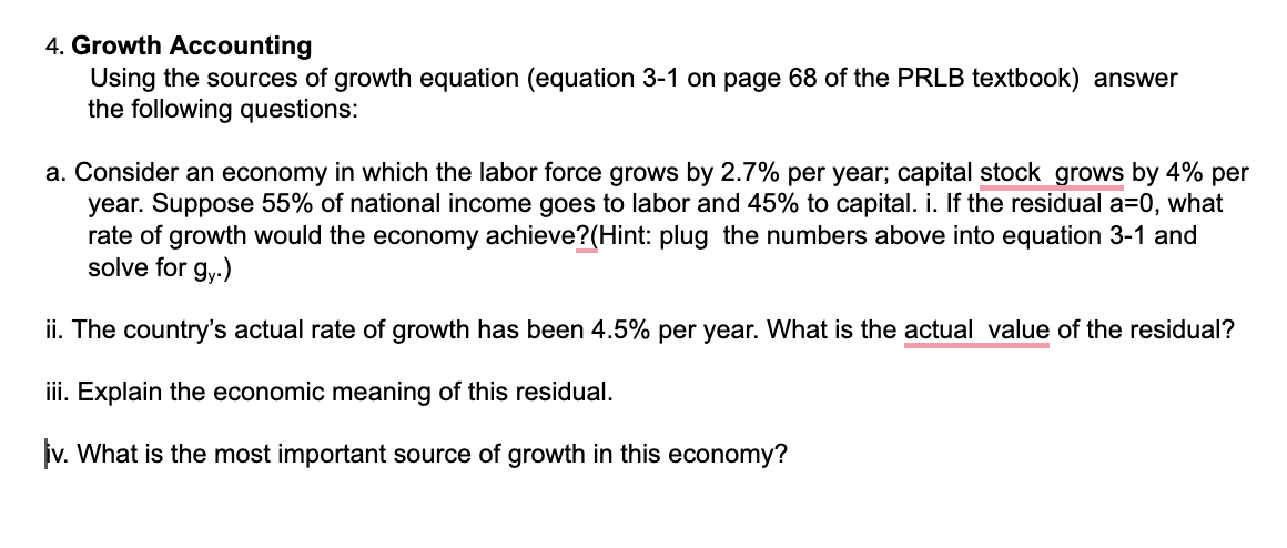 Solved Growth AccountingUsing the sources of growth equation | Chegg.com