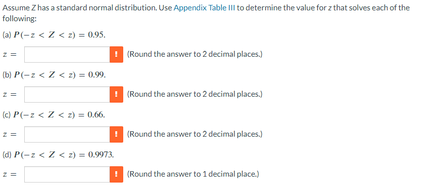 Solved Assume Z has a standard normal distribution. Use | Chegg.com