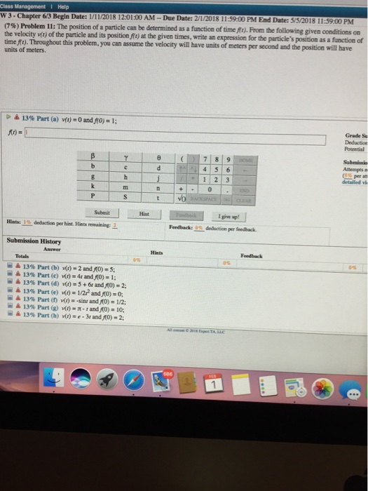 Solved Class l Help W 3 - Chapter 63 Begin Date: 1/11/2018 | Chegg.com