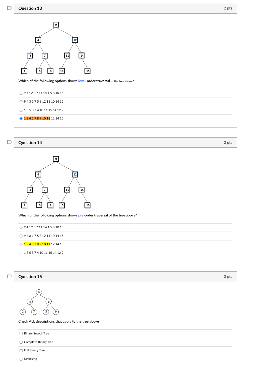 Solved Question 13 2 pts Which of the following options | Chegg.com