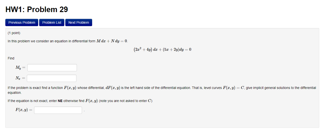 Solved HW1: Problem 29 Previous Problem Problem List Next | Chegg.com
