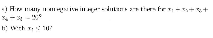 Solved - a) How many nonnegative integer solutions are there | Chegg.com