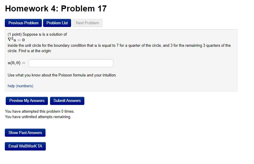 Solved Homework 4 Problem 17 Previous Problem Problem List