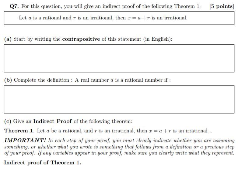 Solved [5 points] Q7. For this question, you will give an | Chegg.com