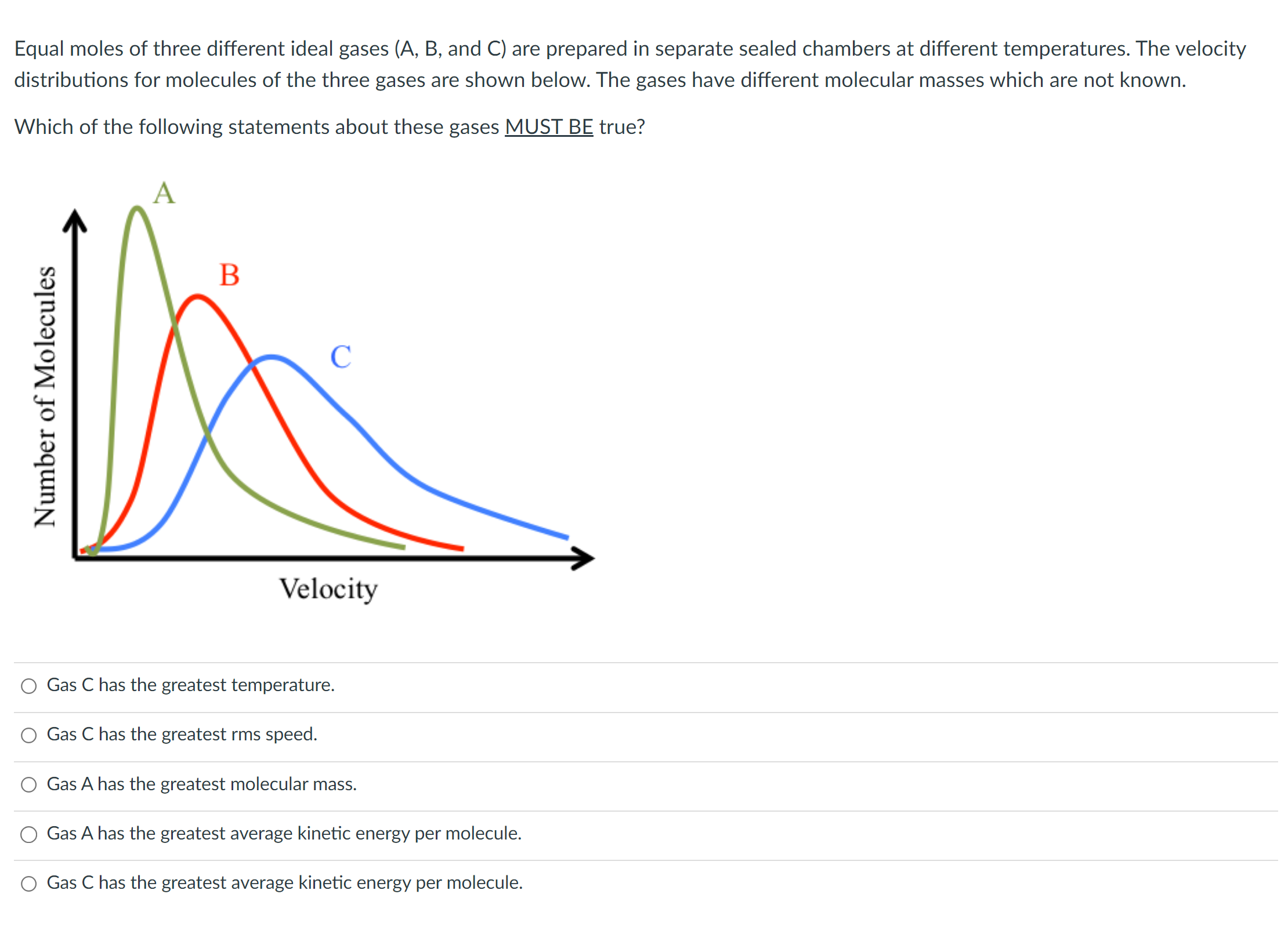 Solved Equal moles of three different ideal gases \\( | Chegg.com