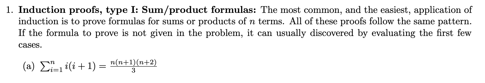Solved 1 Induction Proofs Type I Sum Product Formulas