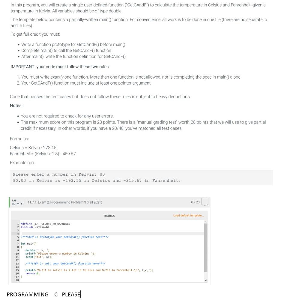 Solved In this program, you will create a single | Chegg.com